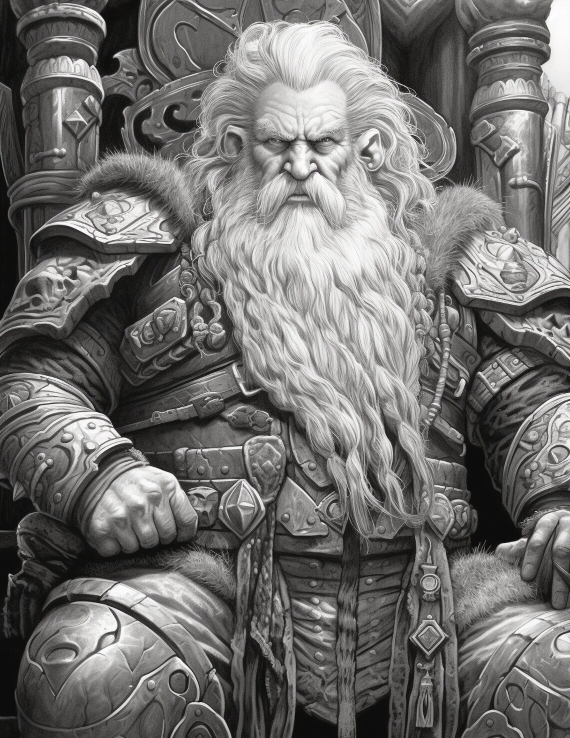 Dwarfs Coloring Page for Adults and Teens Grayscale Coloring - Etsy