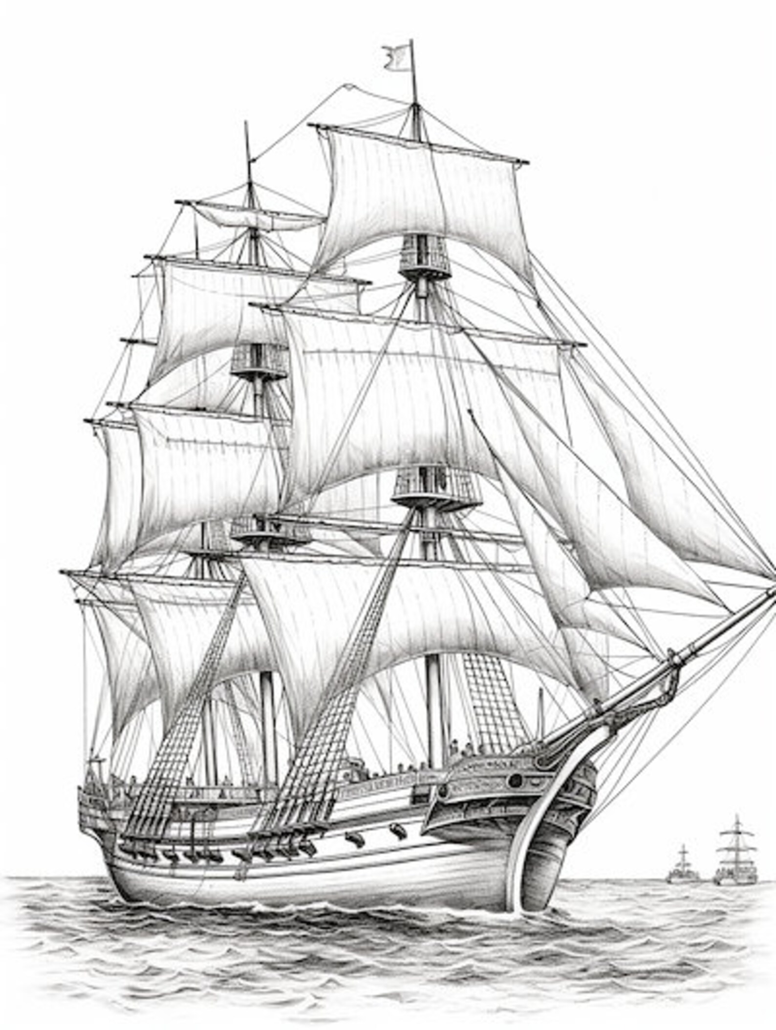 Sailing Ship Coloring Book: 24 Grayscale Pages (printable PDF File) - Etsy