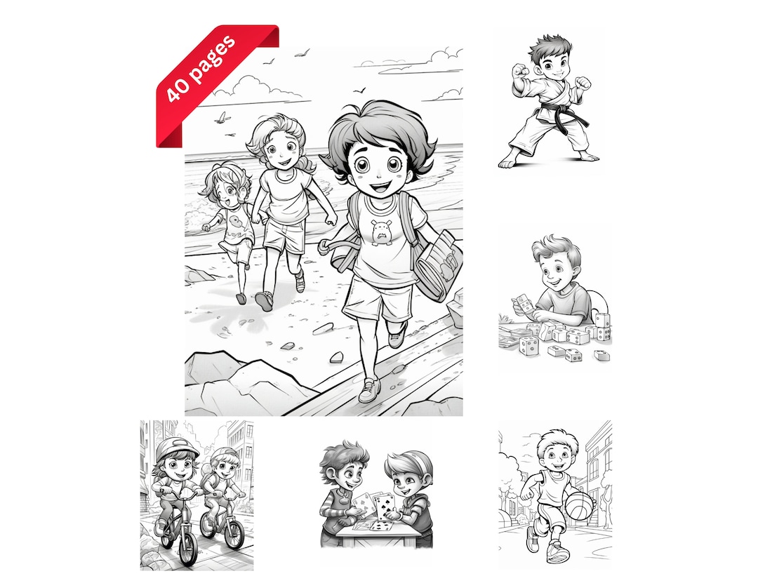 Fun Summer Activities Coloring Book for Kids, Instant Download ...
