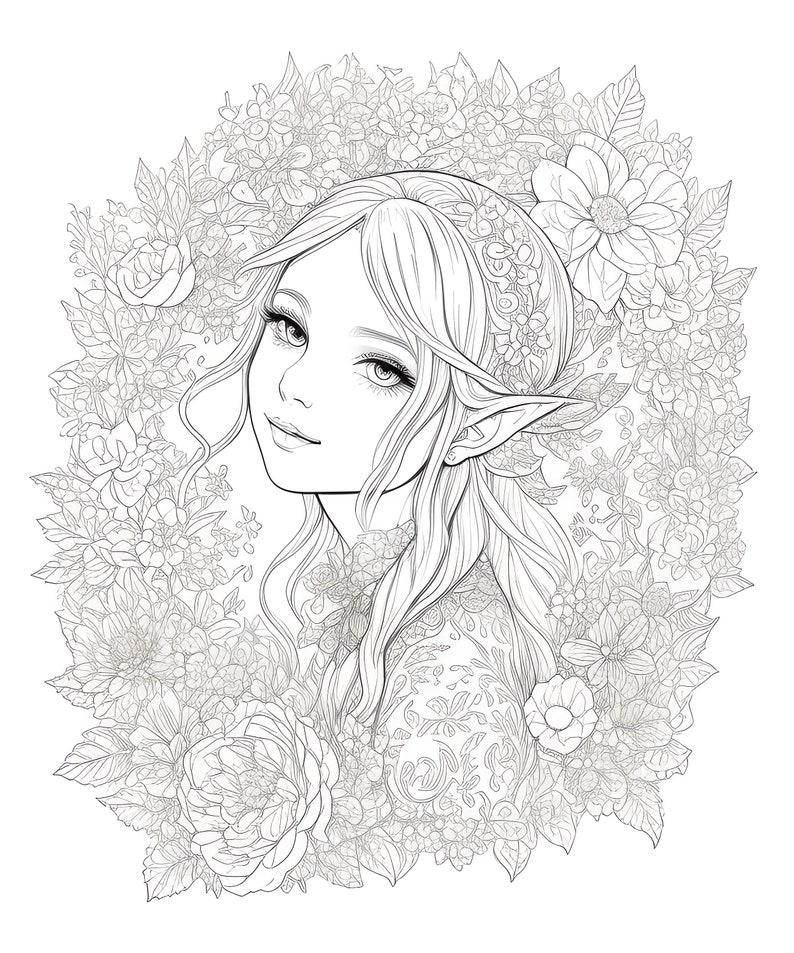 50 Delicate Forest Fairy Girl Coloring Pages for Fantasy - Etsy