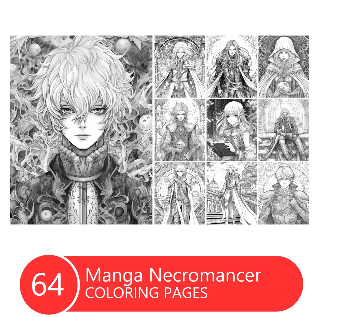 Manga Necromancer Coloring Book for Adults and Kids, Anime Manga ...