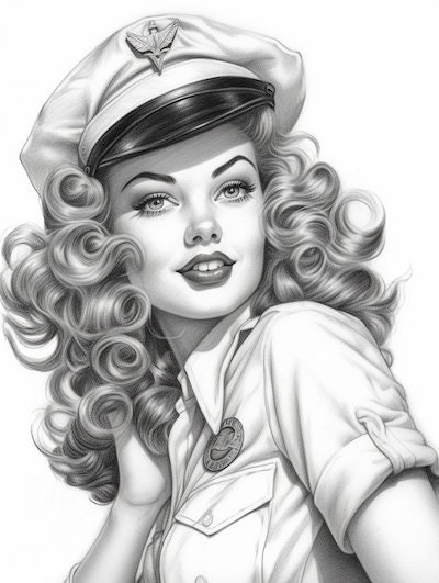 Libro para colorear Vintage Pinup para adultos y niños - Etsy México
