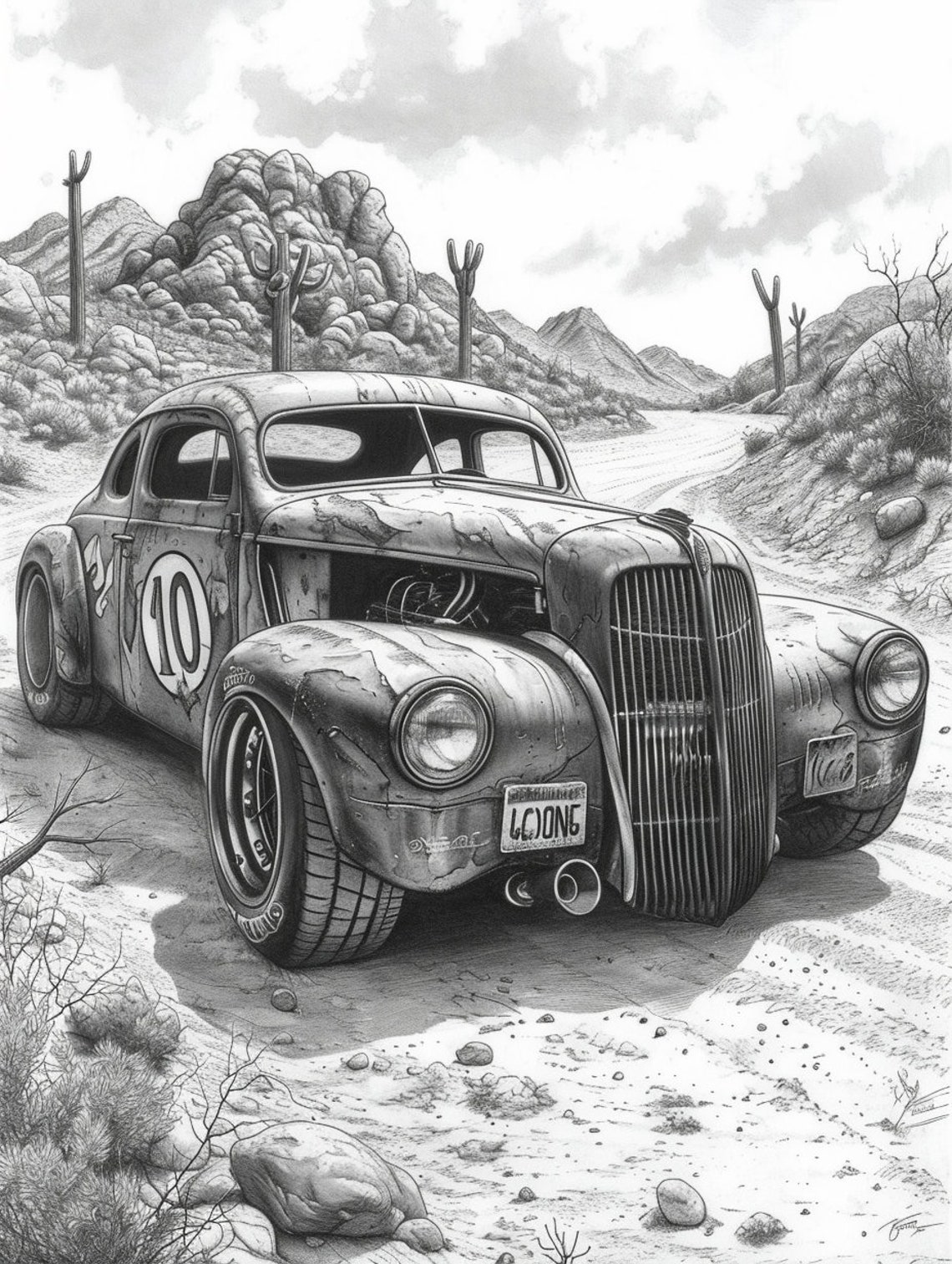 Rat Funk Cars Vol 2 Coloring Book: Grayscale Art (printable PDF File ...