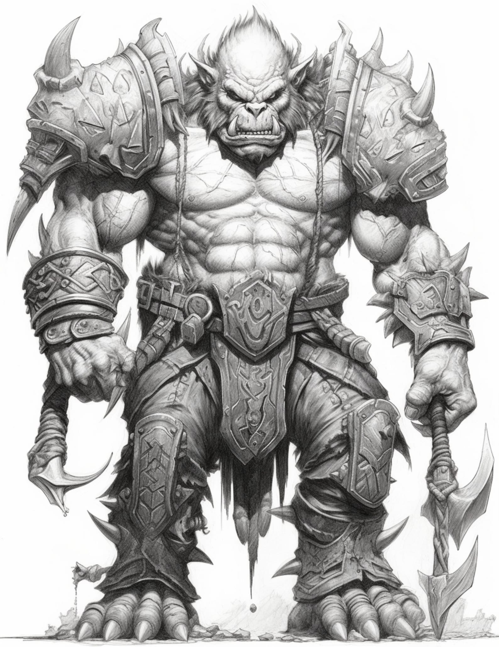 Orcs Coloring Page for Adults and Teens, Grayscale Coloring Book ...