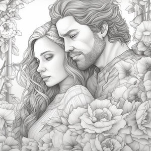 Romance Grayscale Coloring Book: 28 Pages for Adults & Kids (printable ...