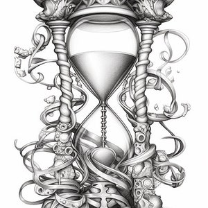 Abstract Hourglass Coloring Book for Adults and Kids, Grayscale ...