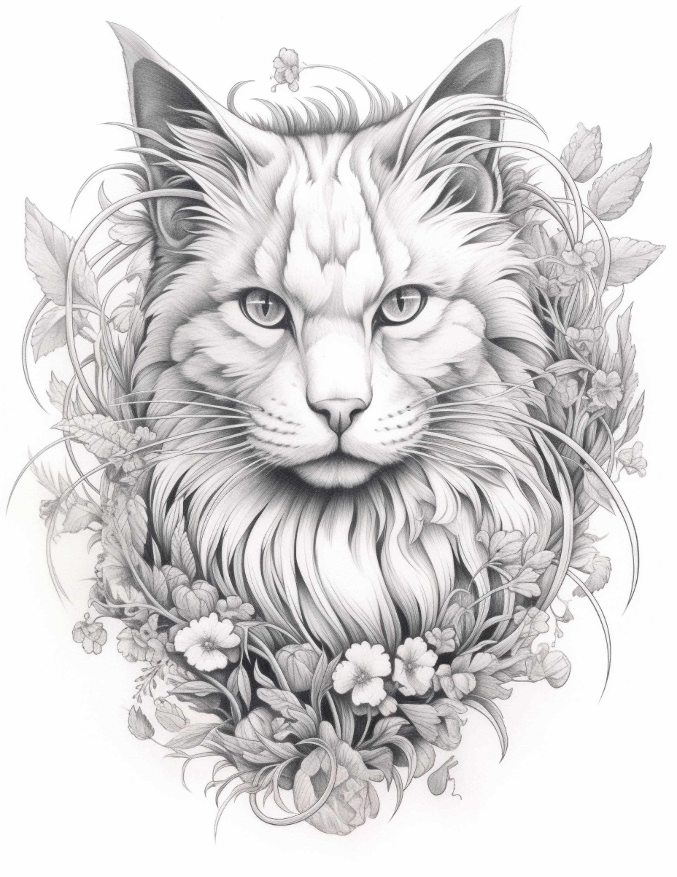 Cats Coloring Pages Printable Adults Kids Coloring Book - Etsy