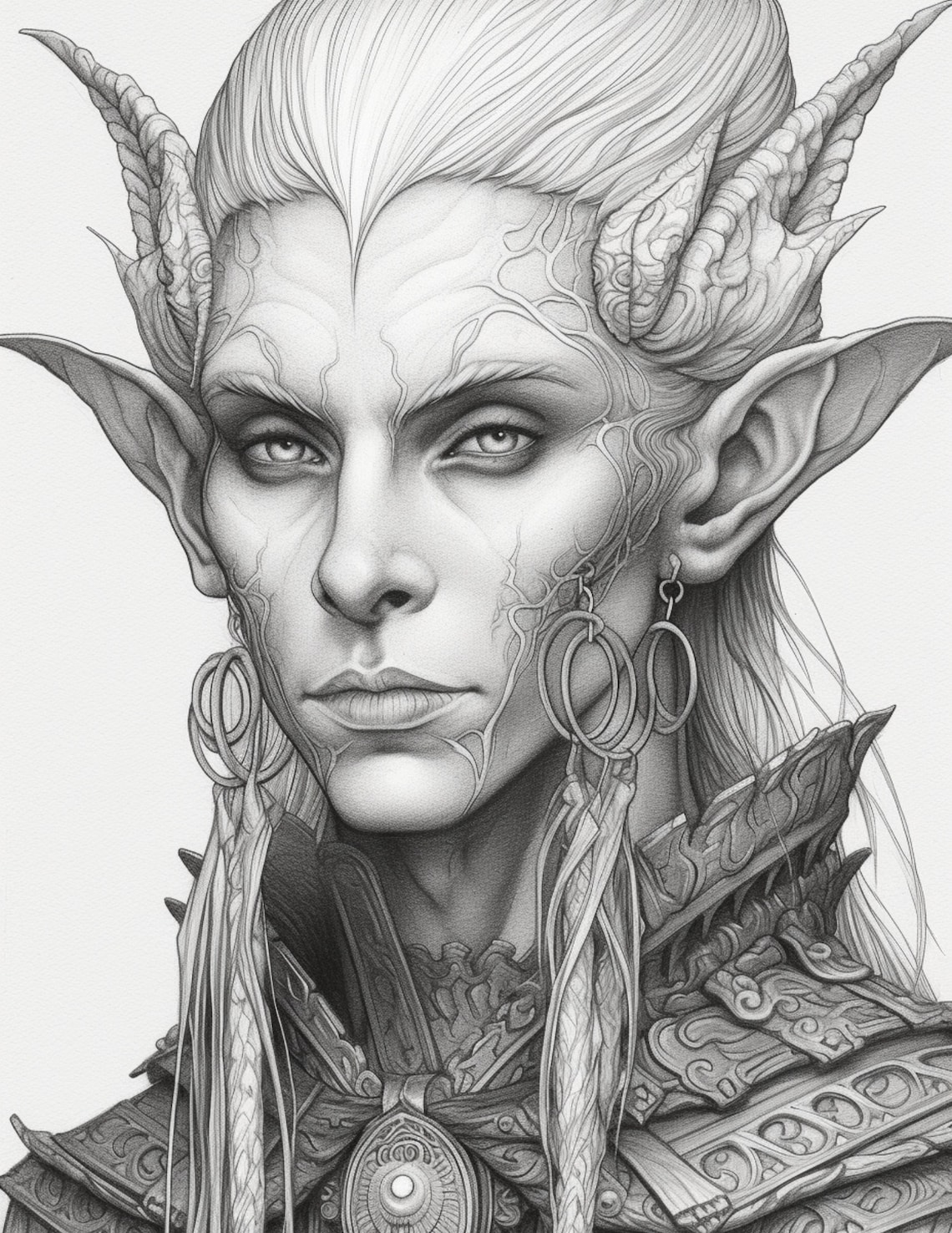 Elf Coloring Page for Adults and Teens Grayscale Coloring - Etsy