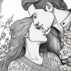 Romance Coloring Book for Adults and Kids, Grayscale Coloring Pages ...