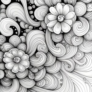 Zenful Patterns Zendoodles Coloring Book for Adults and Kids, Grayscale ...