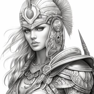 Beautiful Valkyries Coloring Book for Adults and Kids, Grayscale ...
