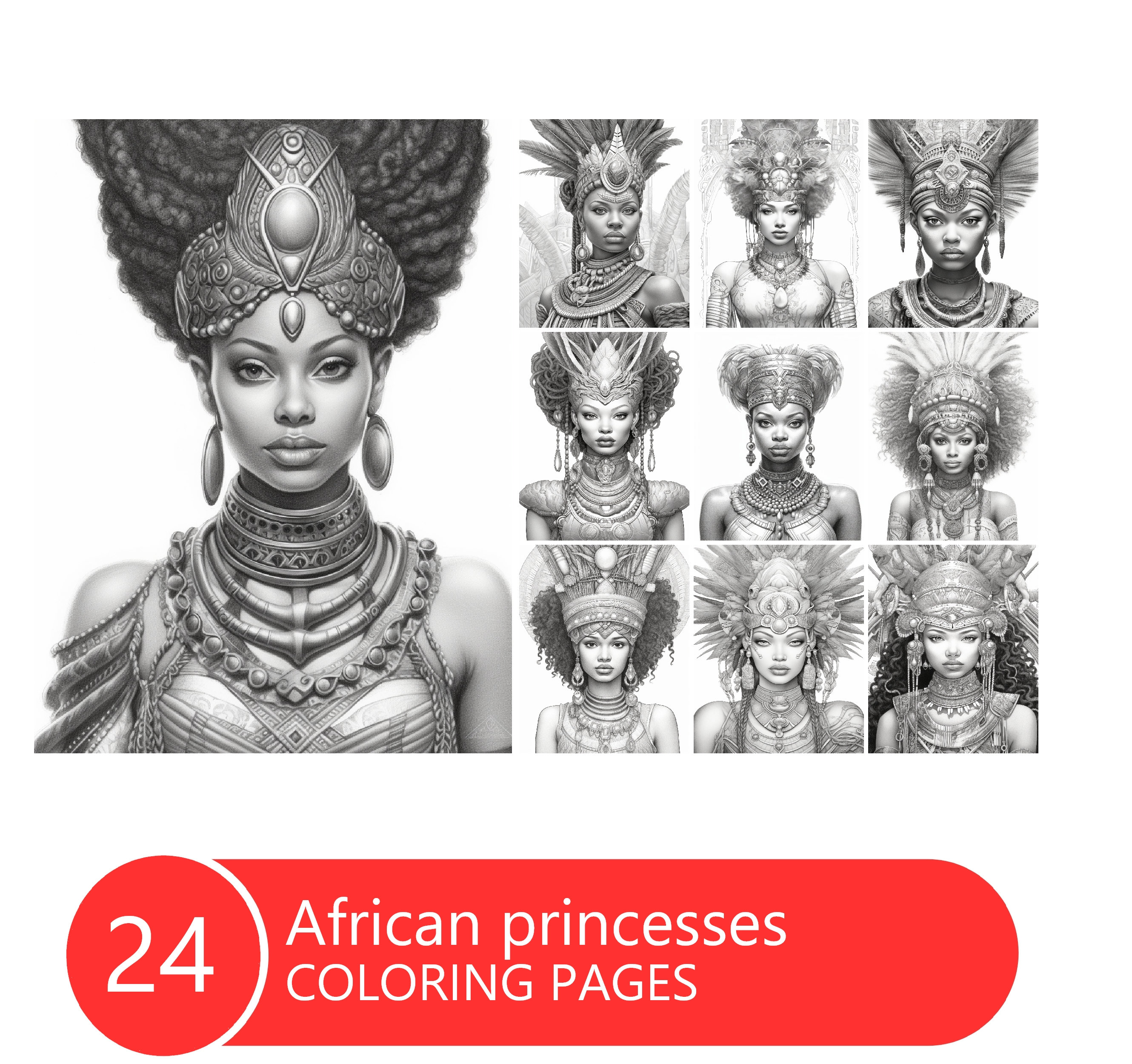African Princesses Coloring Book for Adults and Kids - Etsy