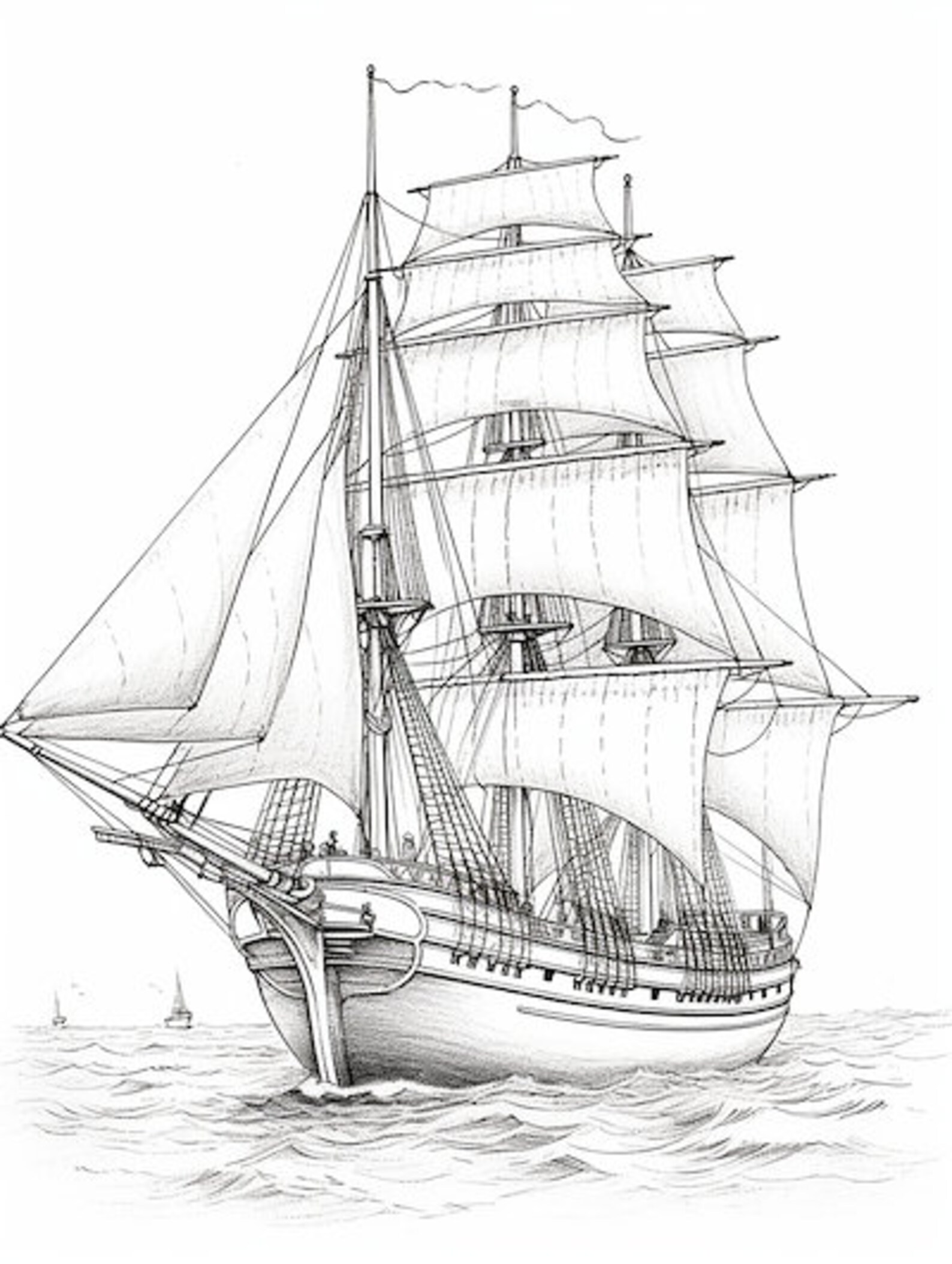 Sailing Ship Coloring Book: 24 Grayscale Pages (printable PDF File) - Etsy