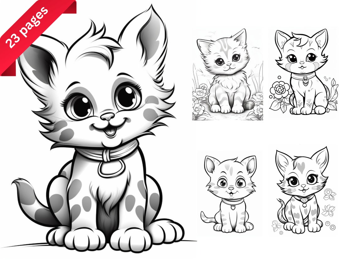 Cute Cats Coloring Book for Kids, Instant Download, Printable PDF - Etsy