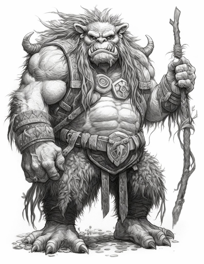 Trolls Coloring Page for Adults and Teens, Grayscale Coloring Book ...