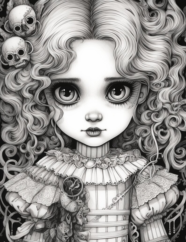 Creepy Doll Coloring Book for Adults and Kids Instant - Etsy Australia
