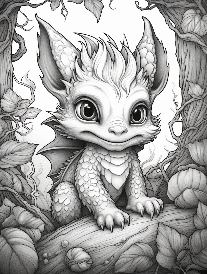 40 Baby Dragons Coloring Page for Adults and Kids Fantasy - Etsy