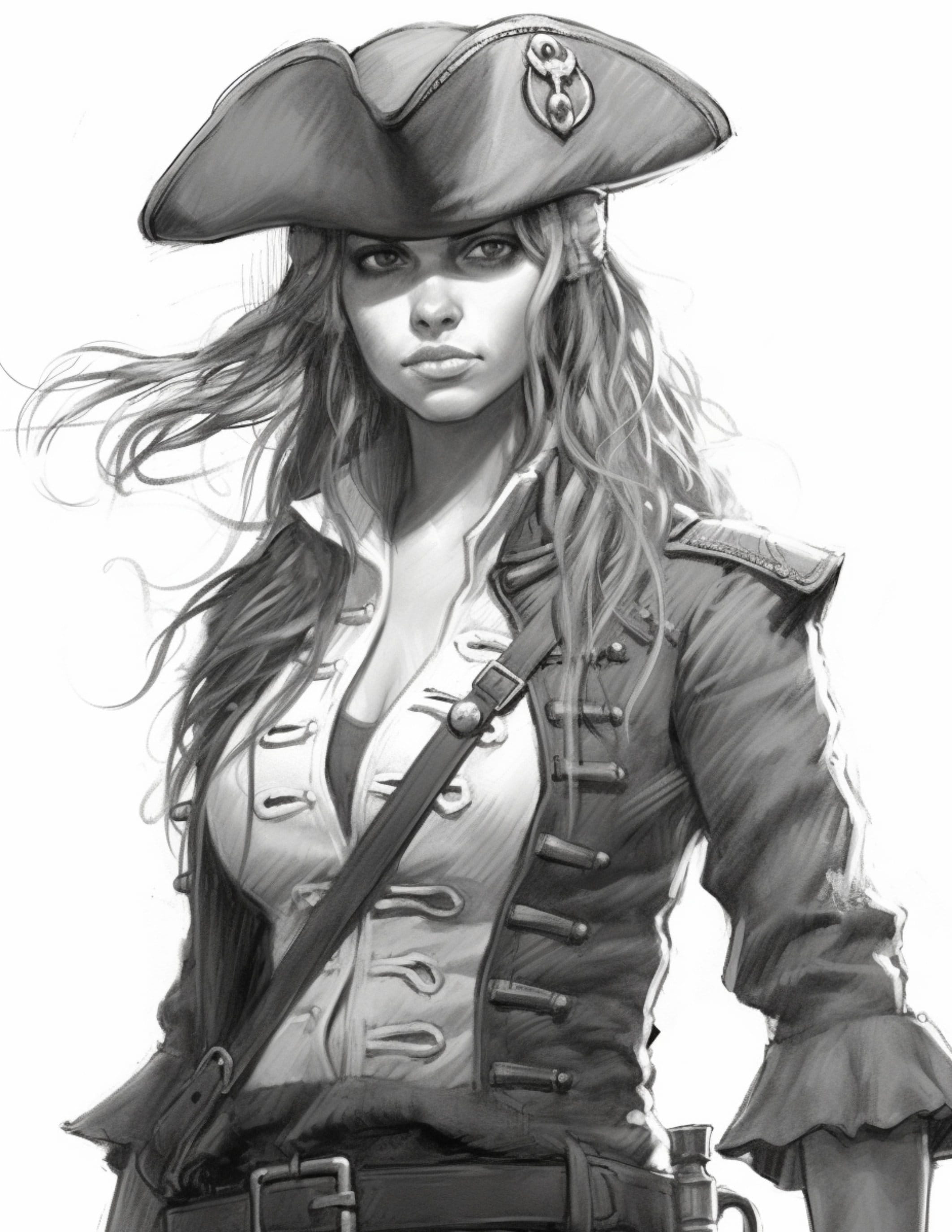 20 Fierce Female Pirates: Coloring Pages for Adults Kids - Etsy
