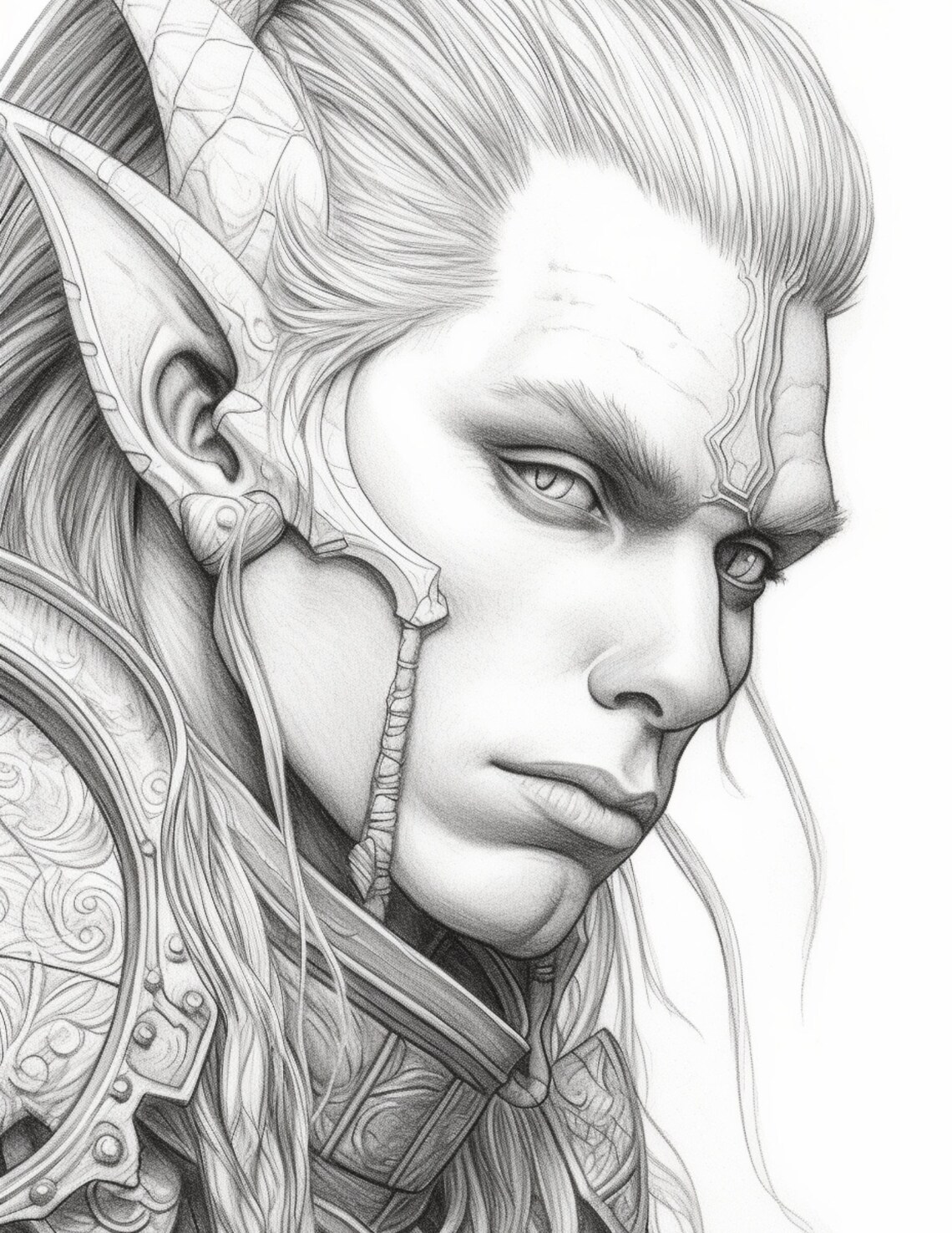 Elf Coloring Page for Adults and Teens Grayscale Coloring - Etsy