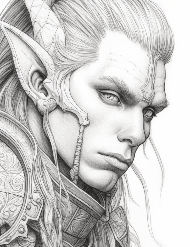 Elf Coloring Page for Adults and Teens Grayscale Coloring - Etsy