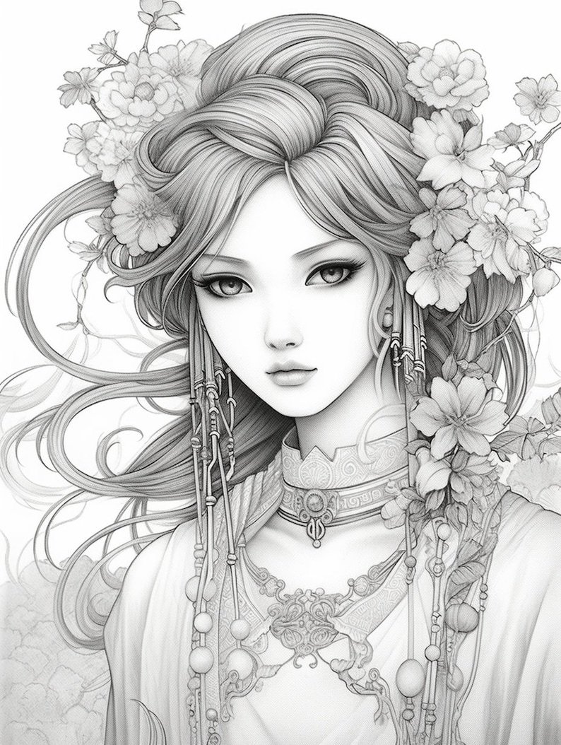 40 Asian Coloring Book for Adults and Kids Digital Download - Etsy