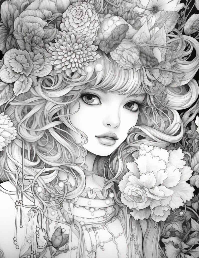 450 Beautiful Women Coloring Book Grayscale Illustrations - Etsy