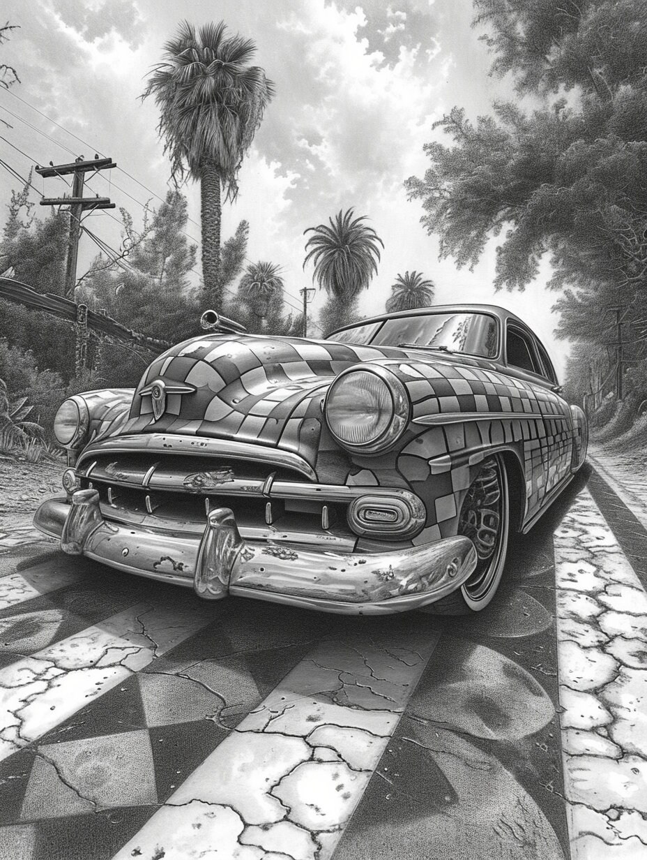 Rat Funk Cars Vol 2 Coloring Book: Grayscale Art (printable PDF File ...