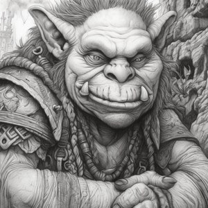Trolls Coloring Page for Adults and Teens, Grayscale Coloring Book ...
