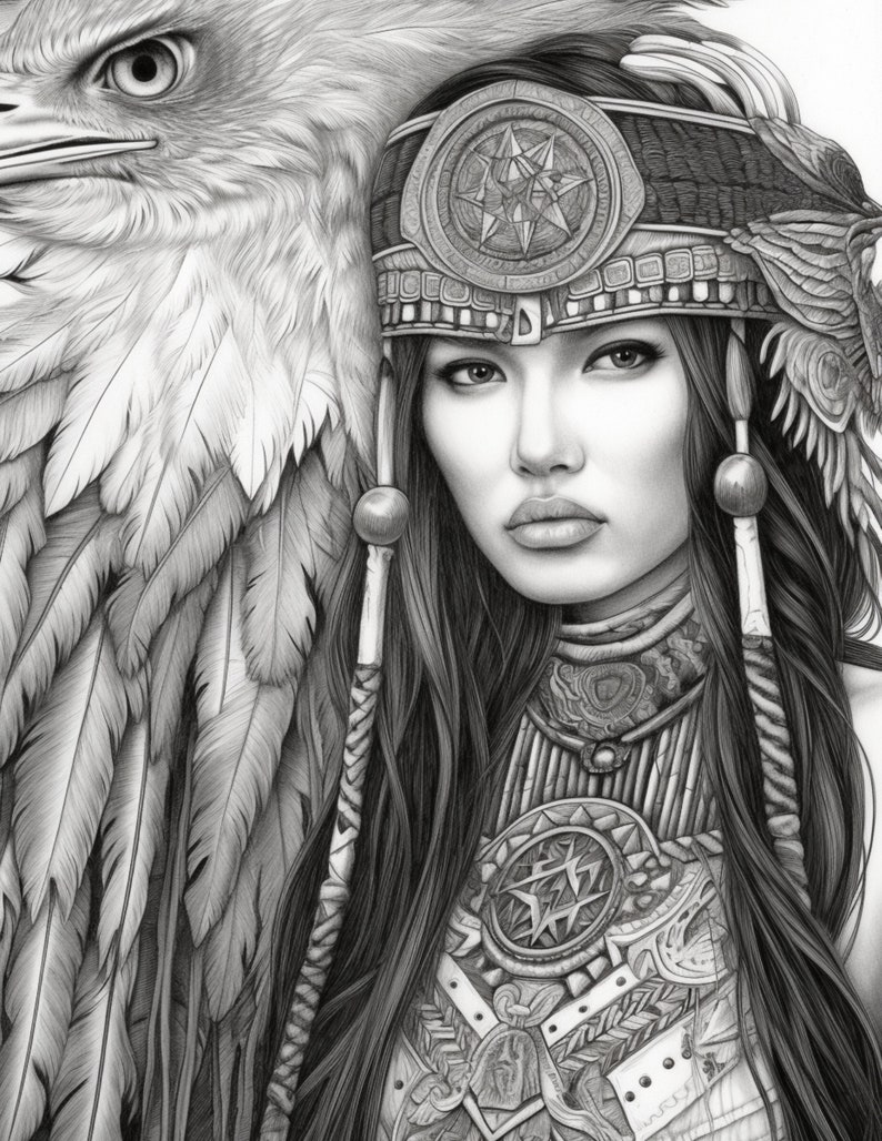 Native American Women Coloring Pages for Adults and Kids - Etsy Australia