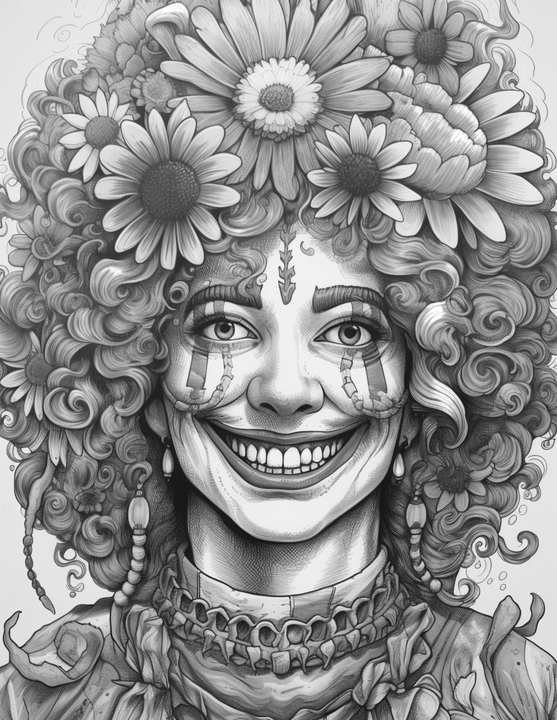 Scary Clowns Coloring Book Adults Coloring Pages Grayscale - Etsy