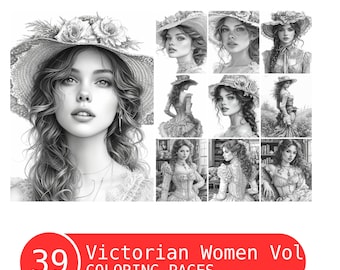 30 Victorian Era Coloring Page Book - Adults + Kids - Instant Download ...