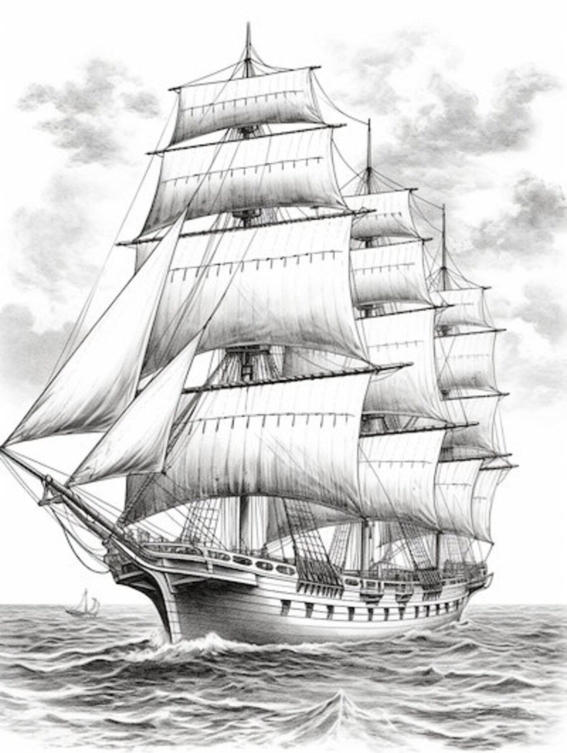 Sailing Ship Coloring Book: 24 Grayscale Pages (printable PDF File) - Etsy