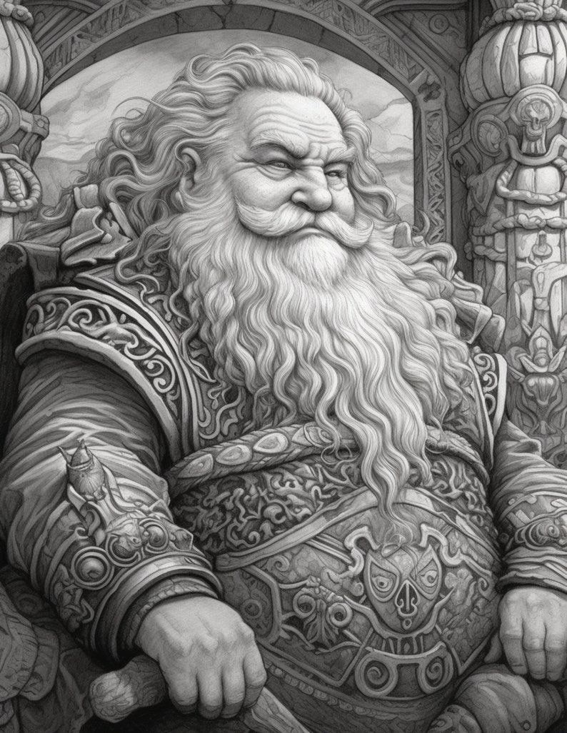 Dwarfs Coloring Page for Adults and Teens Grayscale Coloring - Etsy