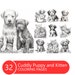 24 Cute Flower Cat Coloring Book, Adults Kids Coloring Pages, Instant ...