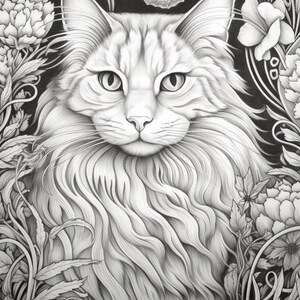 Cats Coloring Book: 26 Grayscale Illustrations (printable PDF) - Etsy
