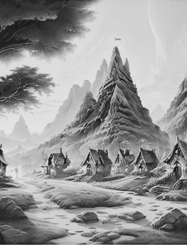 Fairy Tale Houses Coloring Book: Grayscale Fantasy Cottages (printable ...