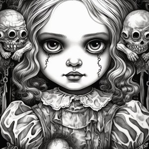 Creepy Doll Coloring Book for Adults and Kids, Instant Download ...
