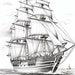 Sailing Ship Coloring Book: 24 Grayscale Pages (printable PDF File ...