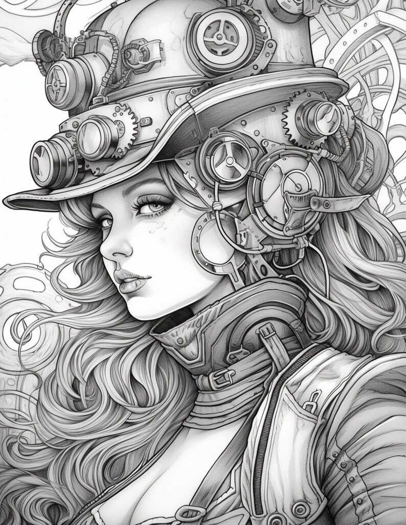 Steampunk Coloring Book Adults Kids Coloring Pages Instant - Etsy