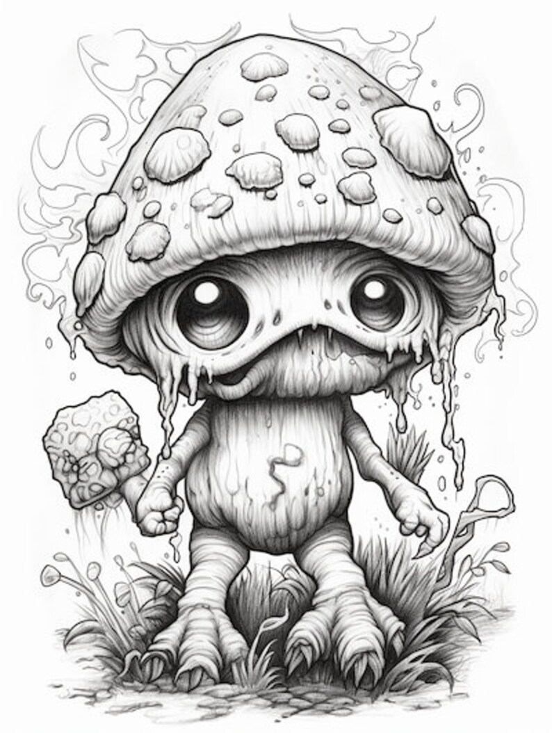 Chibi Mushroom Monsters Coloring Book for Adults and Kids - Etsy