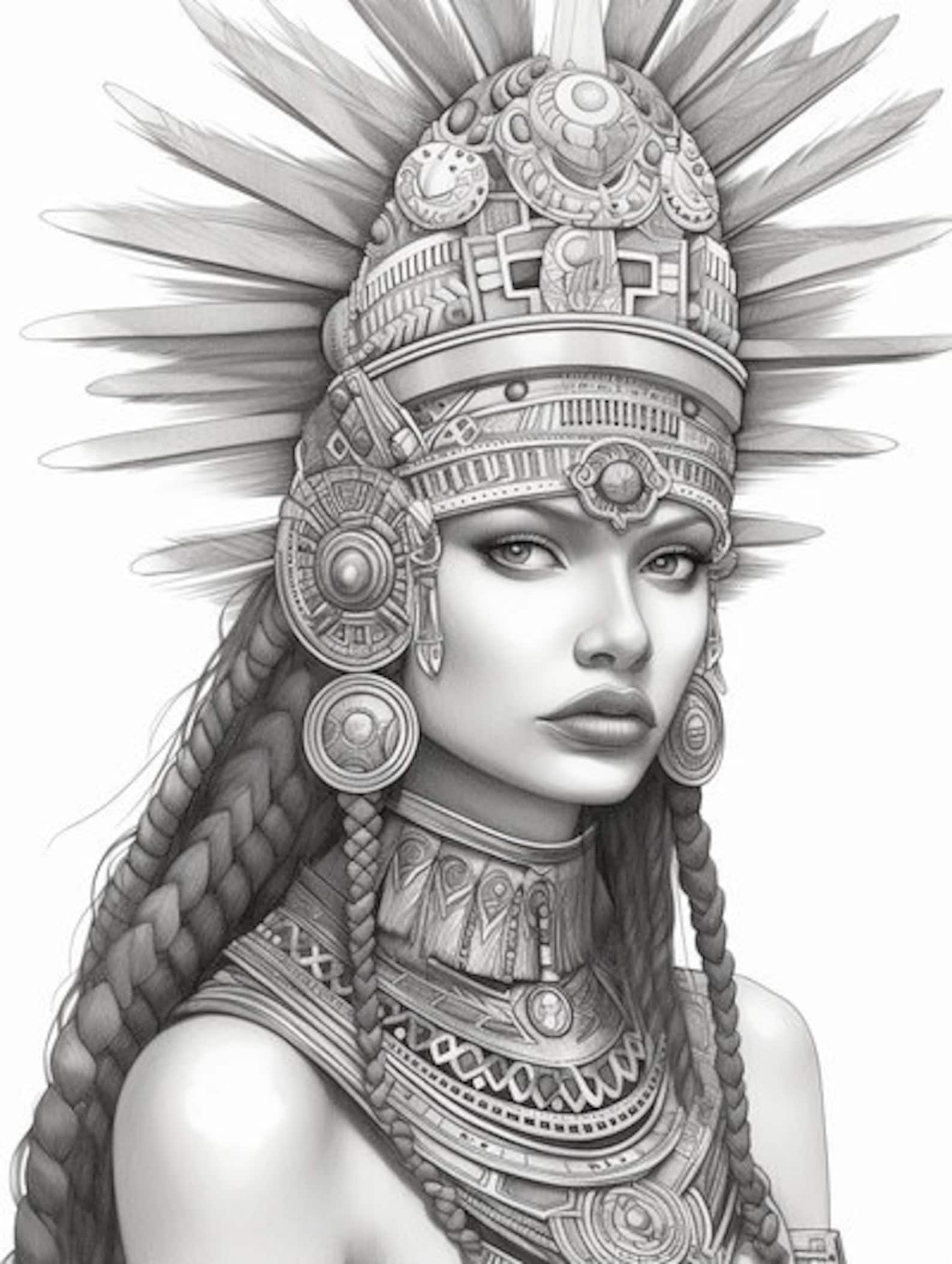 Libro para colorear de Princesas Incas: Arte en Escala de Grises ...
