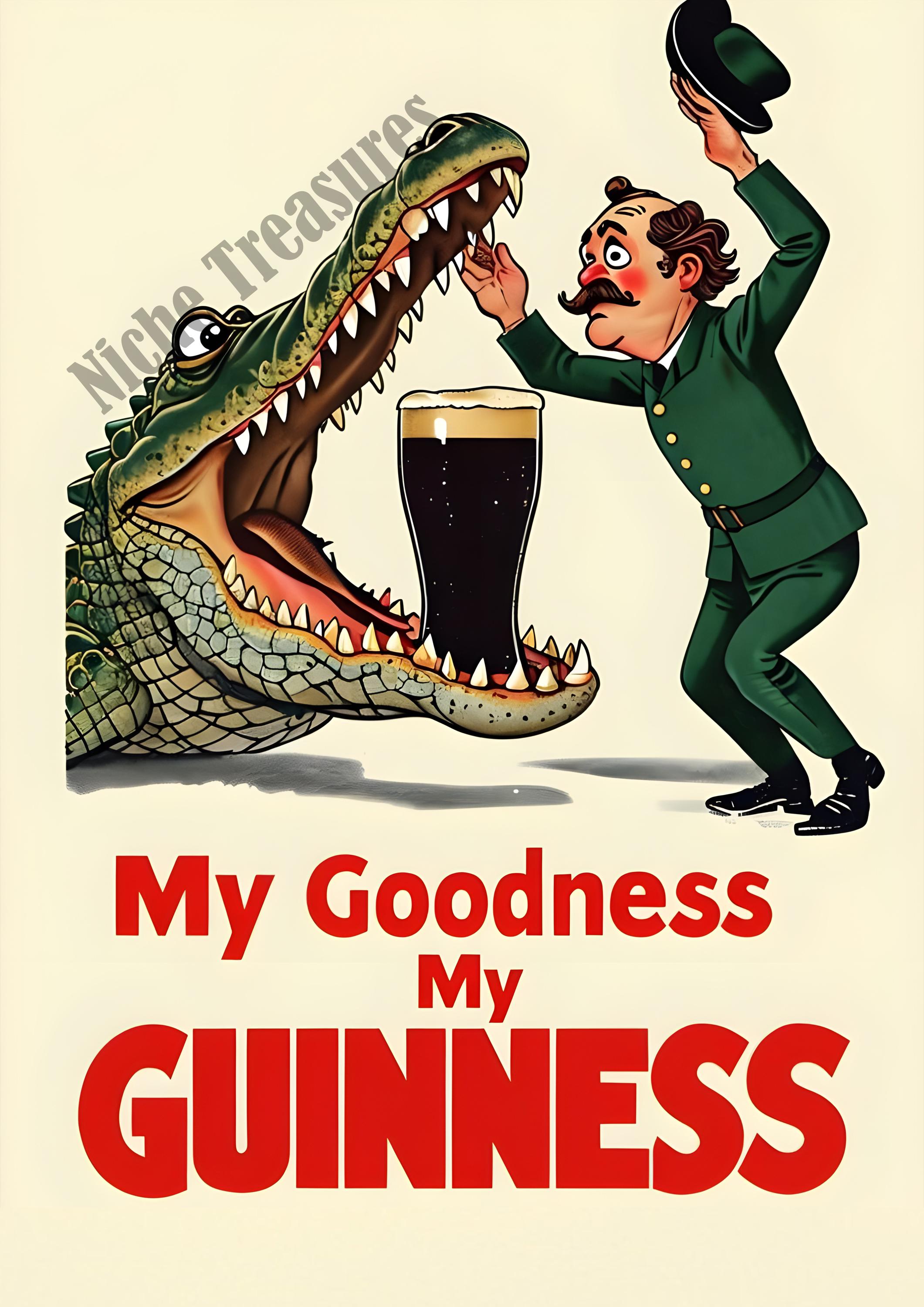 Guinness Crocodile A3 Digital Poster - Vintage Bar / Pub Decor Poster ...