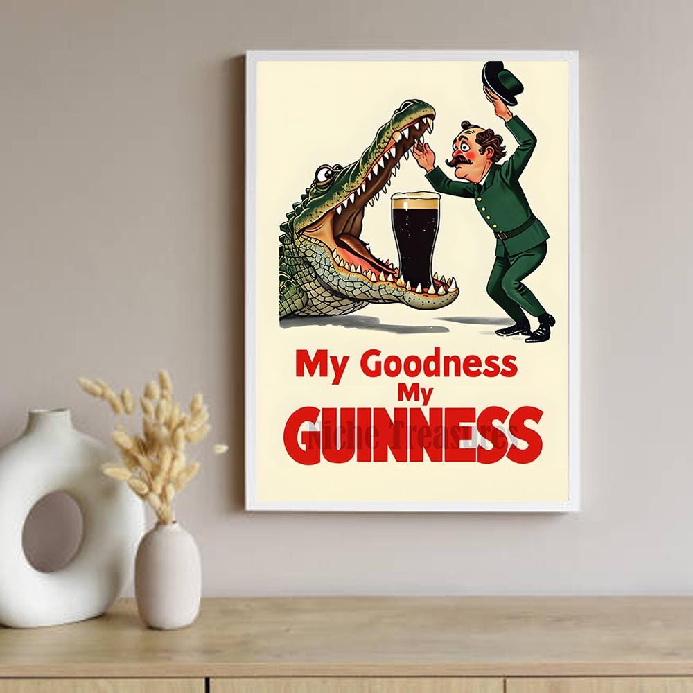 Guinness Crocodile A3 Digital Poster - Vintage Bar / Pub Decor Poster ...
