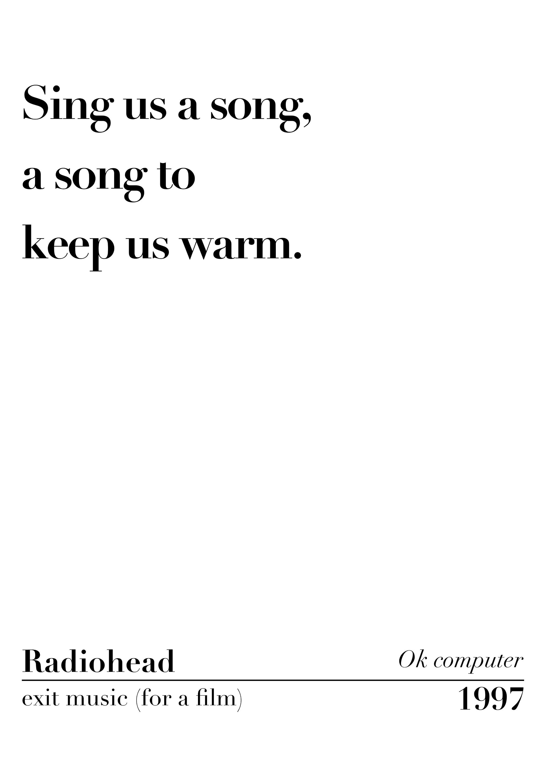 Radiohead - Exit Music Minimalist Lyric Album Printable Poster ...
