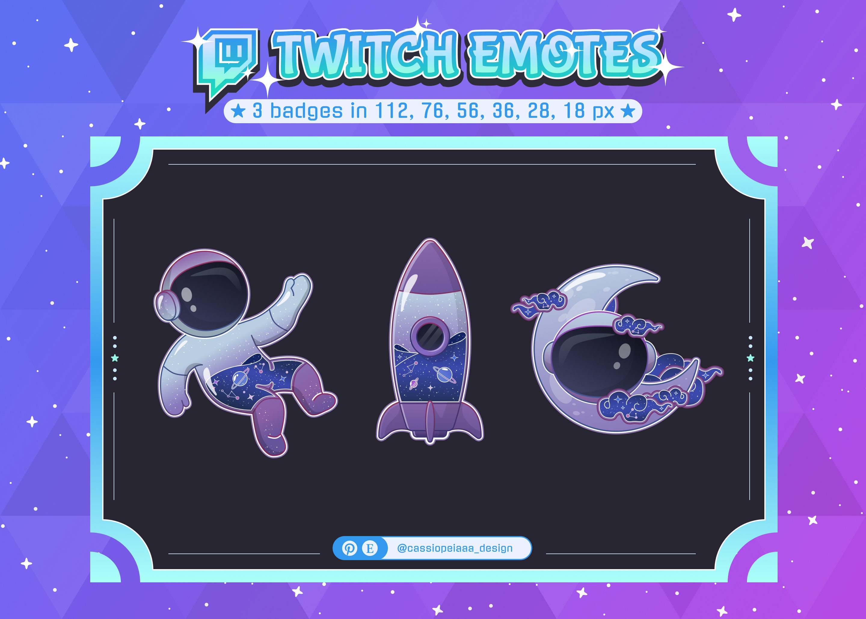 3 Space Theme Emote or Badges Set for Twitch/discord Custom Gaming ...