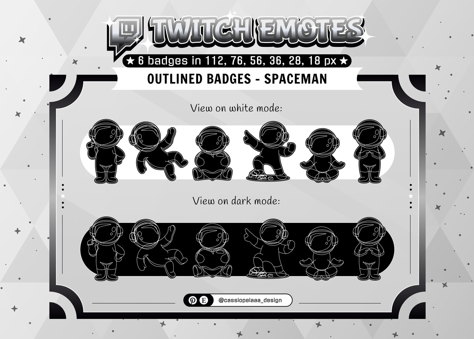 Outlined Spaceman Sub or Bit Badge/emotes for Twitch 6 Items - Etsy