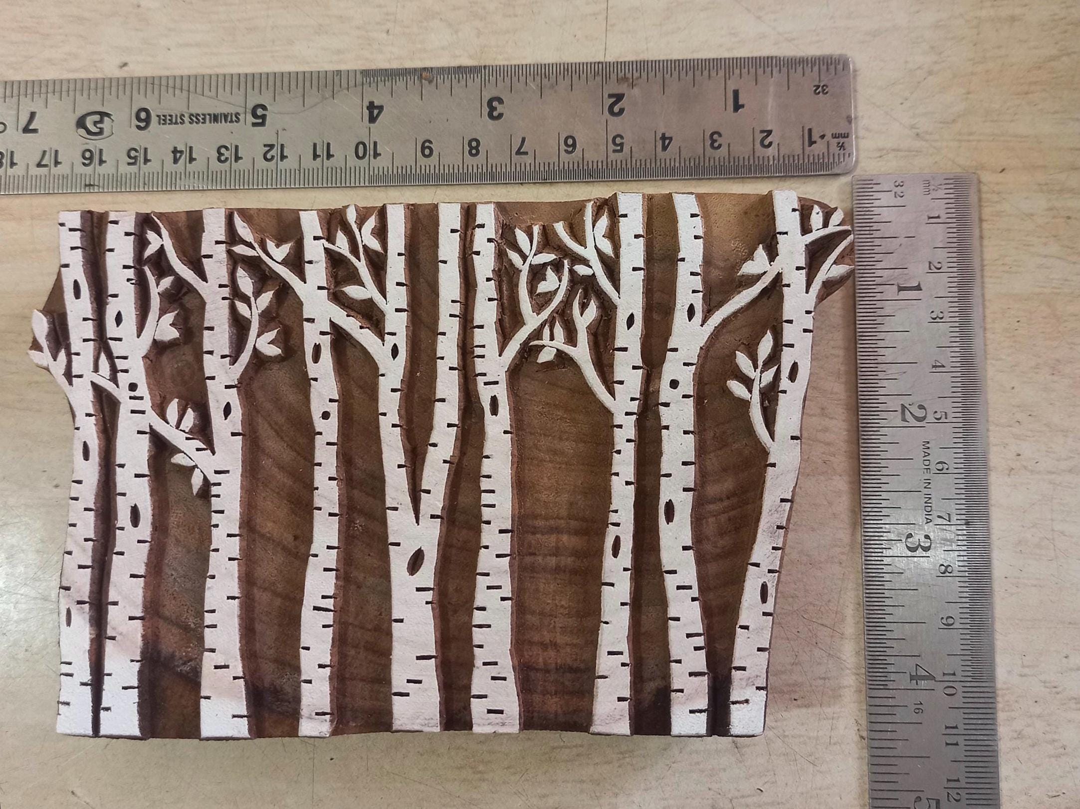 Bamboo Forest Wooden Printing Block Pottery Stamp, Batik Tjaps ...