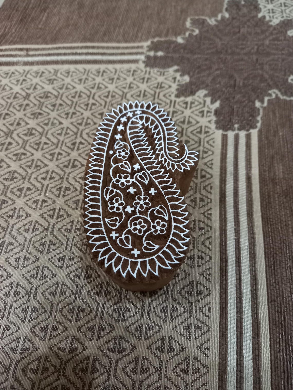 Detailed Paisely Indian Artistic Handicraft Item Wooden Printing Block ...