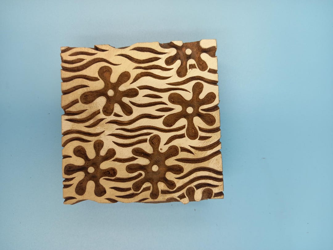 Underwater Flora Wooden Printing Block Pottery Stamp, Batik Tjaps ...