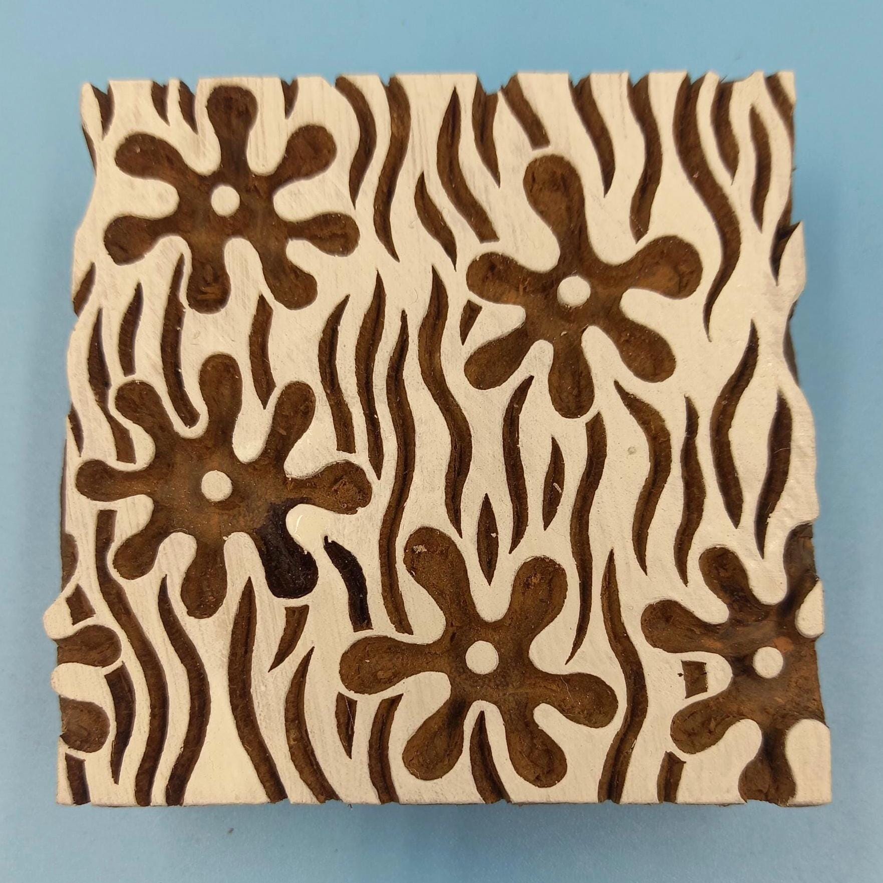 Underwater Flora Wooden Printing Block Pottery Stamp, Batik Tjaps ...